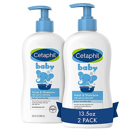 [S&S] Cetaphil Baby Wash & Shampoo, 13.5oz Pack of 2, Hypoallergenic ...