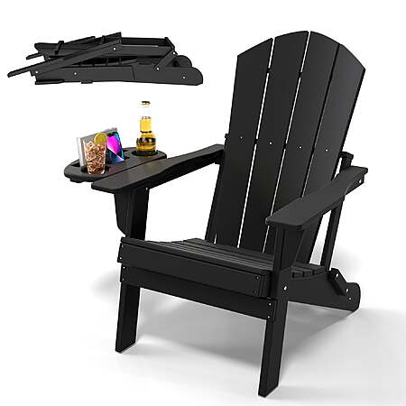 FOOWIN Folding HDPE Adirondack Chair with 4 in 1 Cup Holder Tray ...