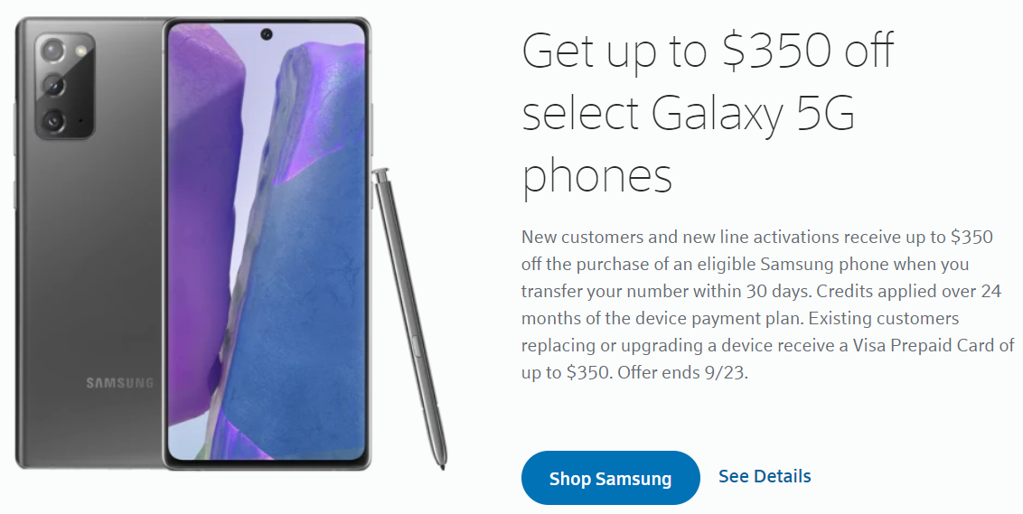 Xfinity New/Existing Customers - Samsung Phones - $400 GC