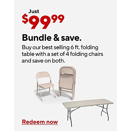 6' Staples Heavy Duty Folding Table + 4-Pack Metal Stacking Folding ...