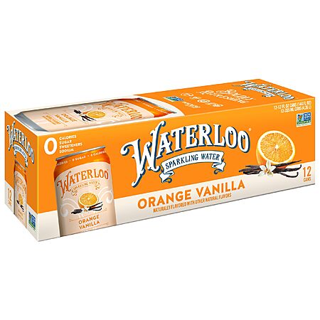 Waterloo Sparkling Water, Orange Vanilla Naturally Flavored, 12 Fl Oz ...