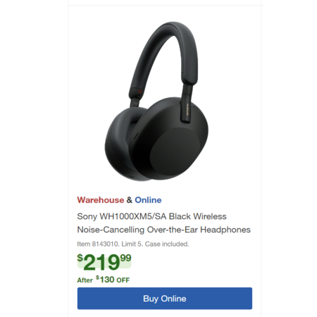 NOV 17 - DEC 1 COSTCO Sony WH1000XM5/SA Wireless Noise-Cancelling Over ...