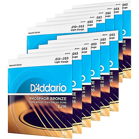 D'Addario EJ16-12P Phosphor Bronze Light Acoustic Guitar Strings 12 ...