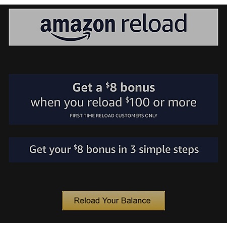 Get $8 when you reload $100 or more (first time reload customers only ...