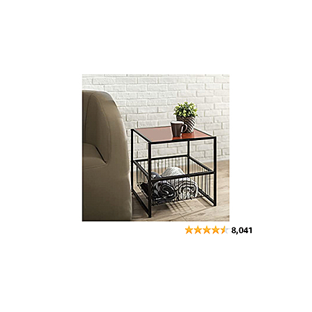 ZINUS Dane 20 Inch Black Frame Side Table with Storage Basket / End ...