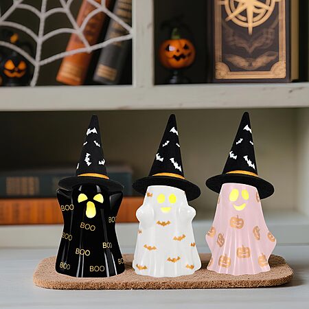 Halloween Decorations Indoor, Set of 3 Ceramic Halloween Ghosts with ...