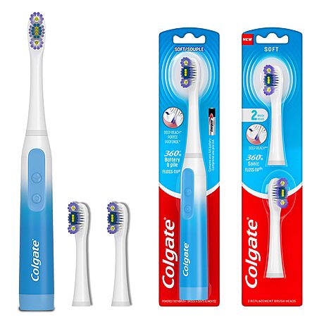 Colgate 360 Floss Tip Sonic Powered Battery Toothbrush $10.87 + Free ...