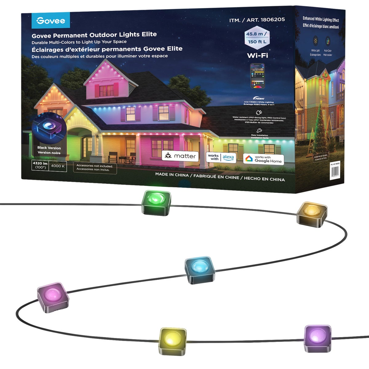 Govee permanent outdoor lights elite - Costco - $229.99 - RGBIC - 150 ...