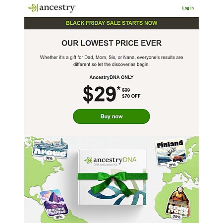 AncestryDNA Genetic Test Kit ($29+ plus shipping at Ancestry.com; $34 ...
