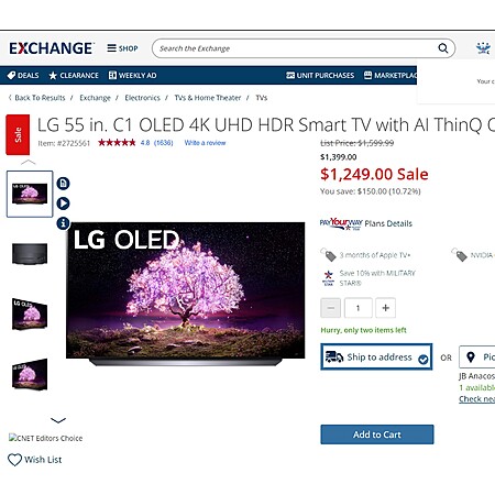 LG OLED new A1 55" $1079, A1 65" $1399, C1 77" $2799, C1 55" $1249 or ...
