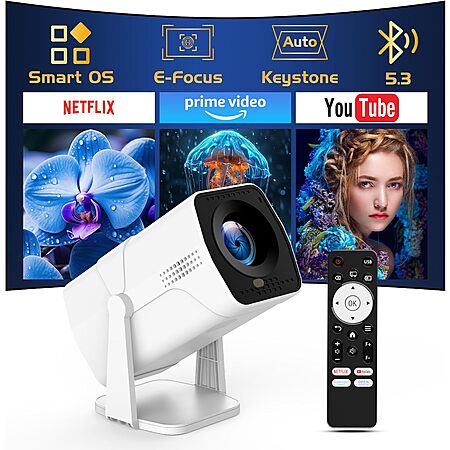 Prime Members: TMY 1080P FHD LED 270° Rotatable Projector w/ Auto ...