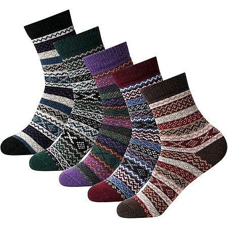 5-Pairs FYC Women's Wool Blend Cozy Crew Socks (Various) - 2026-02-05