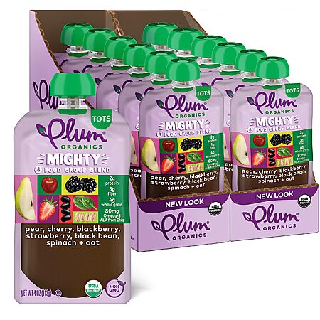 12-Pack 4-Ounce Plum Organics Mighty Food Group Blend Baby Food Meals ...