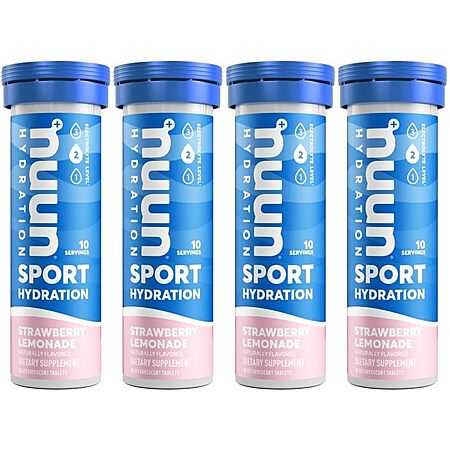 4-Pack 40-Servings Nuun Sport Electrolyte Tablets (Strawberry Lemonade ...