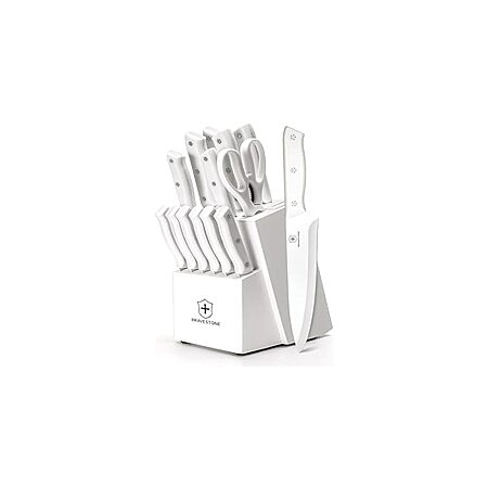 15-Piece Bravestone Kitchen Knife Set w/ Block, Self Sharpening & Anti ...