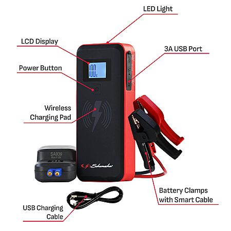 Schumacher Electric 2000A Lithium Car Battery Jump Starter & Portable ...