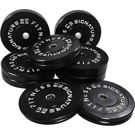 50lbs (2x 25lb) Signature Fitness 2" Olympic Bumper Plate Weight Plates ...
