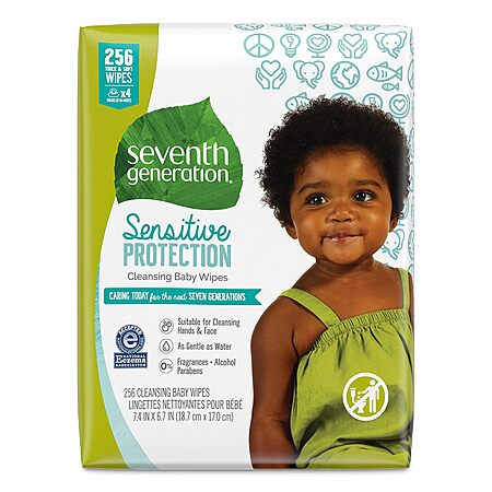 Seventh Generation Sensitive Baby Wipes 256-Count $7.49