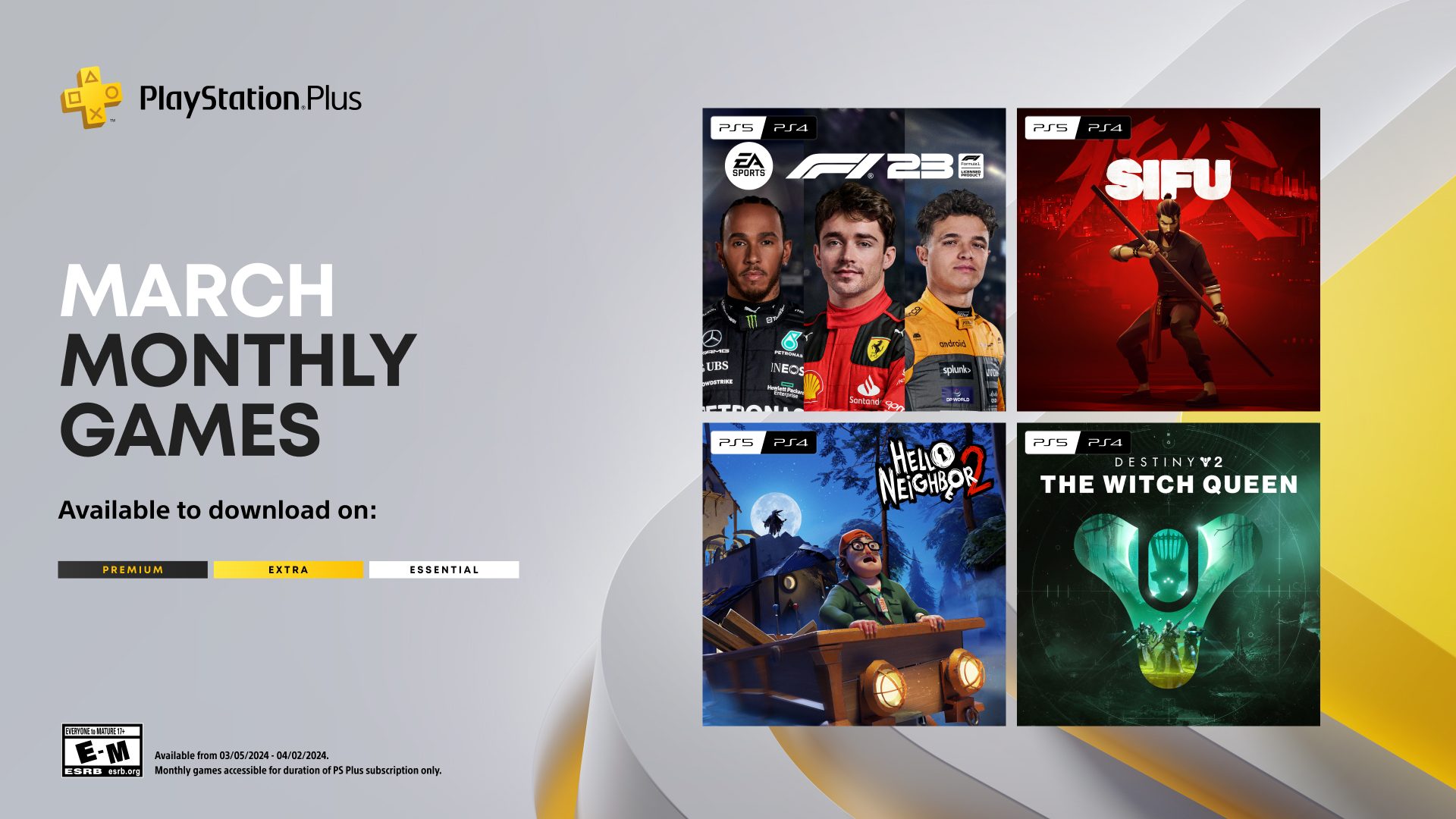 PS Members PS4 PS5 Digital Games SIFU EA Sports F1 23 Hello Neighbor 2 Free Active Subscription Required