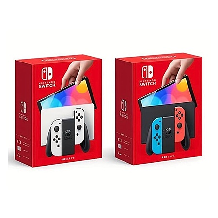 Nintendo Switch OLED Console in White/Neon Blue & Red (Japanese Model ...