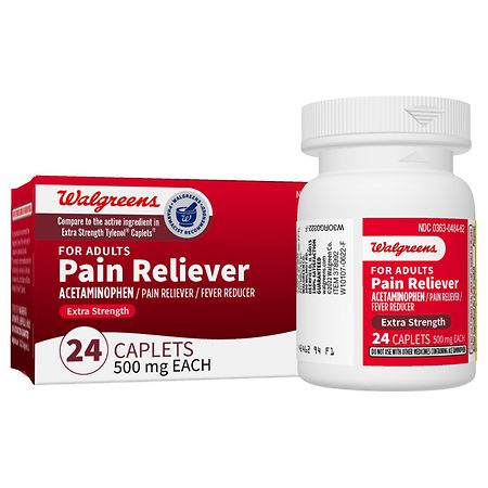 24-Count Walgreens Extra Strength 500 mg Acetaminophen Pain Reliever ...
