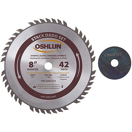 Oshlun 8" 42 Tooth Stack Dado Saw Blade Set w/ 5/8" Arbor - 2024-07-03