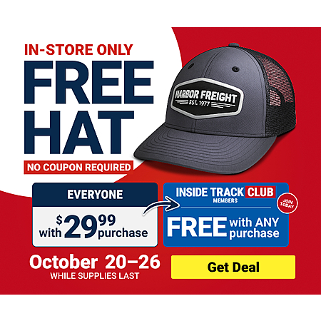 Harbor Freight In-Store Hat Offer: ITC Members: Free w/ Purchase ...