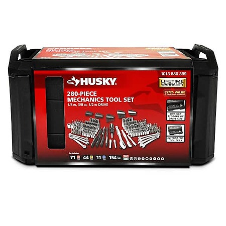 280-Piece Husky Mechanics Metric/SAE Tool Set w/ Durable Storage Box ...