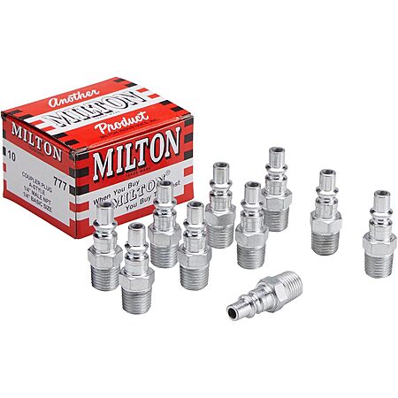 10-Count Milton 777 1/4" MNPT A Style Air Plug Tool (Silver) - 2025-11-27