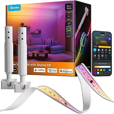 13.1' Govee Smart LED Strip Light w/ Skyline Kit (RGBWWIC Color) - 2025 ...