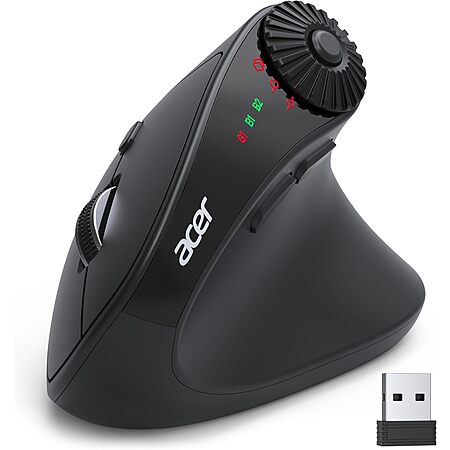 Acer Ergonomic Wireless Mouse w/ Side Scroll Wheel and Dual Modes (4000 ...