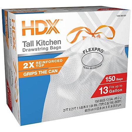 Select Home Depot Stores: HDX Flexpro 13-Gal Tall Kitchen Drawstring ...