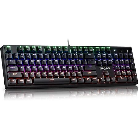 wegear Mechanical RGB Backlit Wired Gaming Keyboard w/ Blue Switches ...