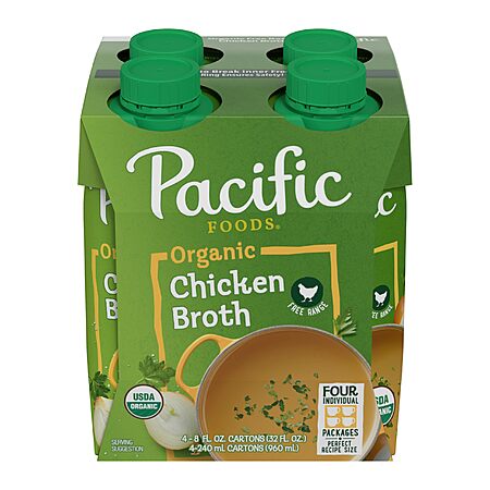 $3.24: Pacific Foods Organic Free-Range Chicken Broth, 8 oz Carton (4 ...