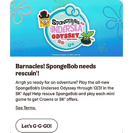 Burger King: SpongeBob's Undersea Odyssey, win crowns or BK offers ...