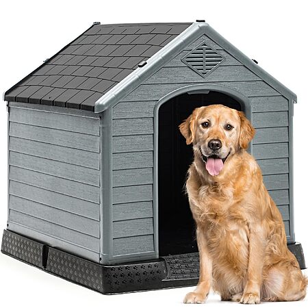 YITAHOME 41'' Large Plastic Dog House Outdoor Indoor Doghouse Puppy ...