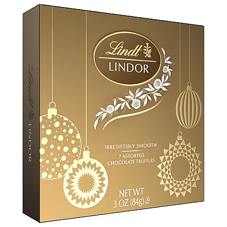 Lindt LINDOR Holiday Assorted Chocolate Candy Truffles Token Gift Box ...