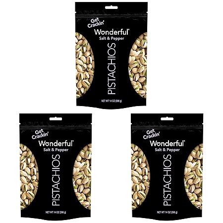 S&S Wonderful Pistachios In Shell, Salt & Pepper Flavored Nuts, 14 ...