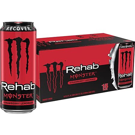 15-Pack 15.5oz Monster Rehab Energy Drink (Strawberry Lemonade + Energy ...