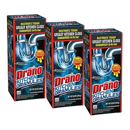 3-Pack 8.8-Oz Drano Kitchen Granules Drain Clog Remover $7.31 w/ S&S ...