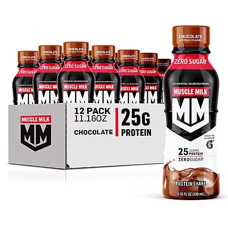 12-Pack 11.16-Oz Muscle Milk Protein Shakes w/ 25g Protein (Chocolate ...