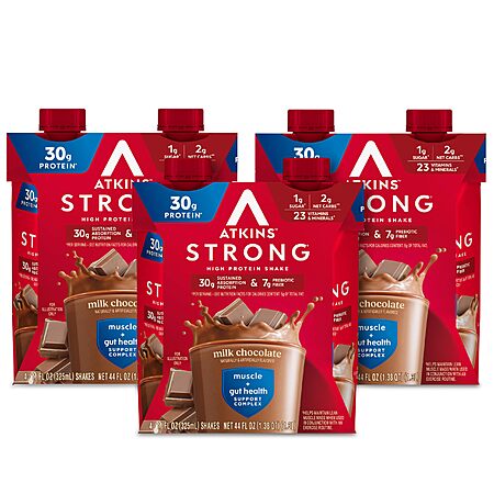 12-Pack 11-Oz Atkins Strong High Protein Shakes w/ 30g Protein (Various ...