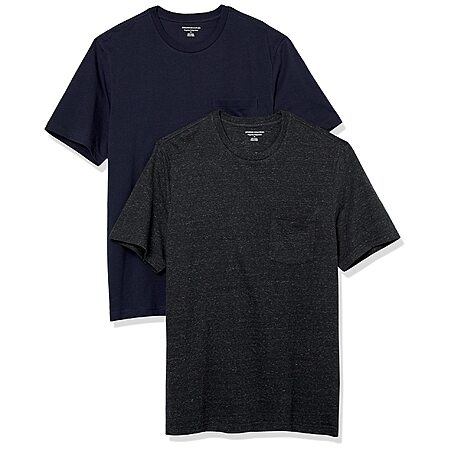 2-Pack Amazon Essentials Men's Regular-Fit Short-Sleeve Crewneck Pocket ...