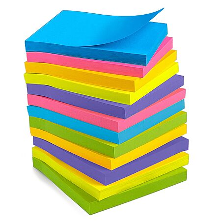 12-Count 40-Sheet OHOME Colorful Pastel Sticky Note Pads (3" x 3") $3. ...