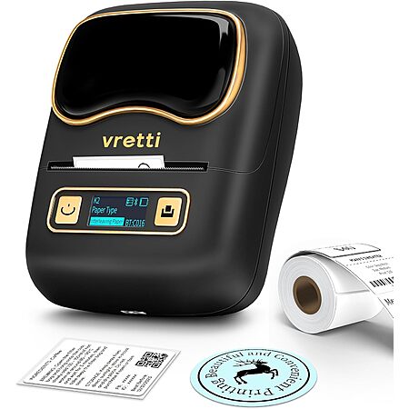 vretti Bluetooth Wireless Label Maker (iOS & Android Compatible, Black ...