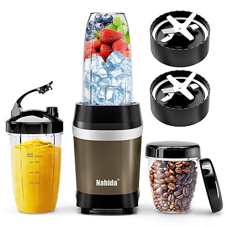 Nahida 1200W Smoothie Blender w/ 3 To-Go Cups (Brown) $39.99 + Free ...