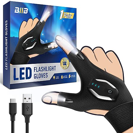 1-Pair BIIB Rechargeable LED Flashlight Gloves (Black) $9.99 + Free ...