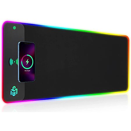 GIM RGB Wireless Charging Gaming Mouse Pad w/ 15W LED Extra-Large Mouse ...