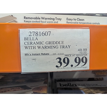 Costco Bella Ceramic Griddle [ 2781607 ] [ 829486352027 ] $39.99 - 2025 ...