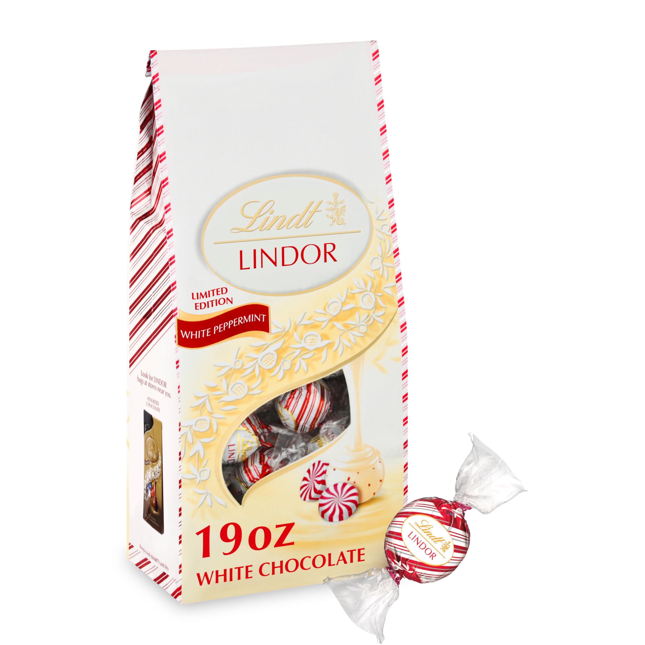 19oz Lindt LINDOR White Chocolate Peppermint Candy Truffles $10 @ Amazon